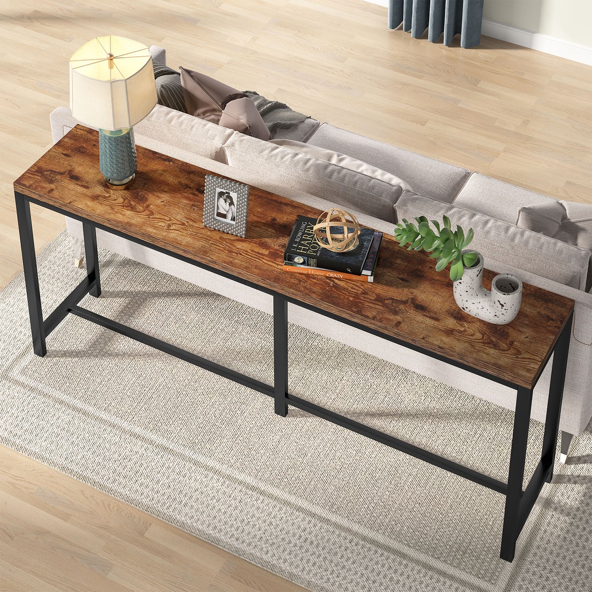 Under Sofa Table Industrial Biemlerfn Narrow Console Table, 11.22"