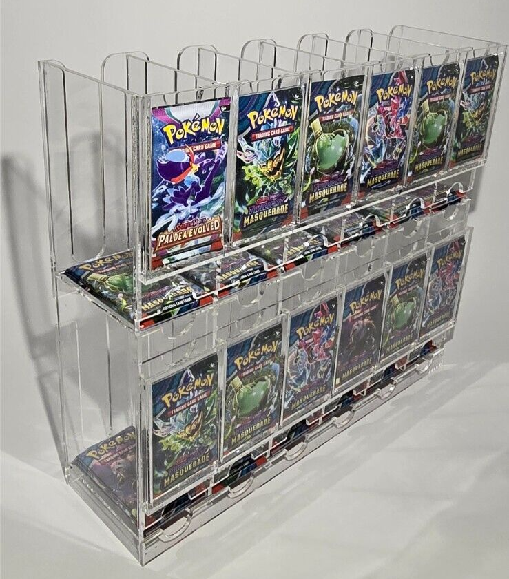 Acrylic Booster Pack Dispenser TCG Packs (2 Row, 12 Slots) 3/16" Thick ...
