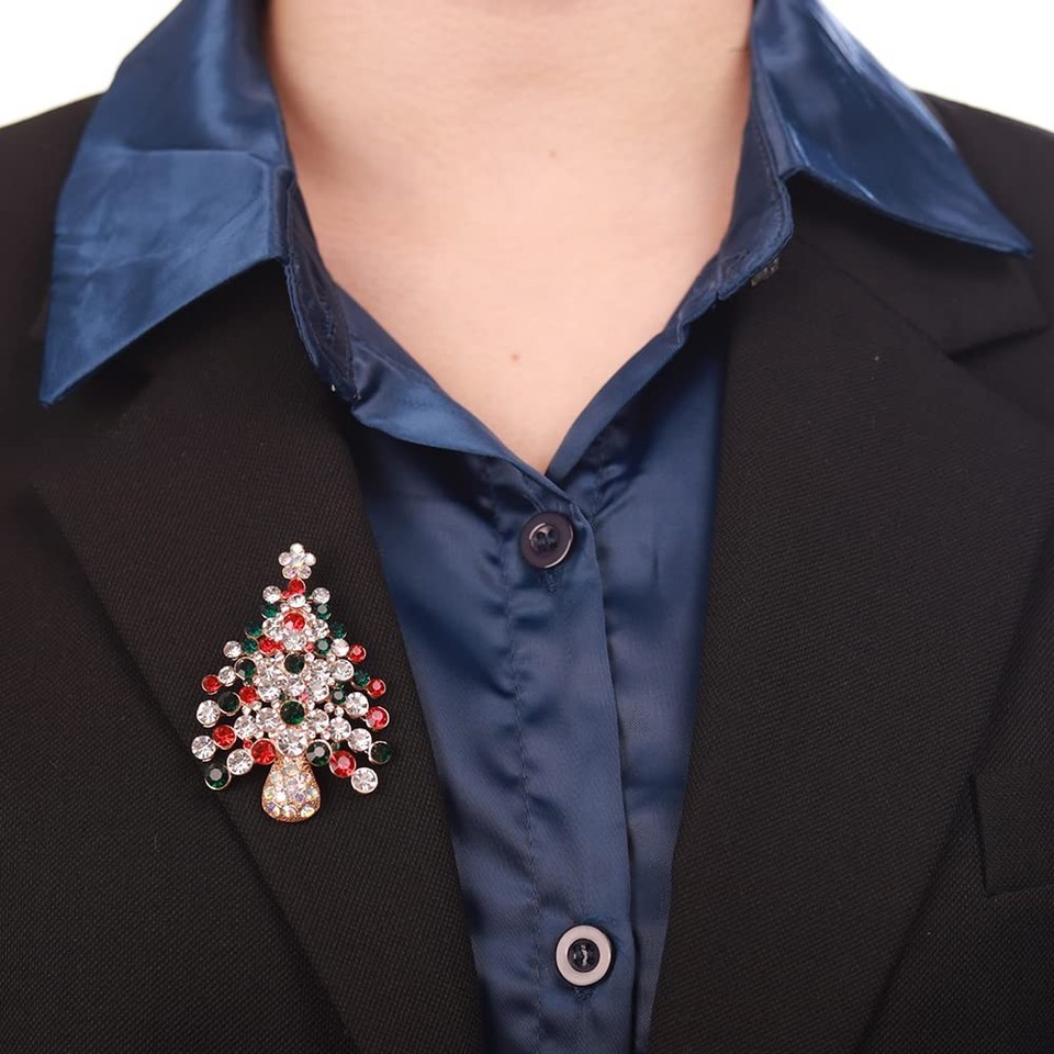 Crystal Christmas Tree Bling Brooch Pin for Women Men Unisex Christmas ...