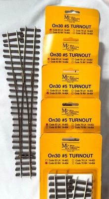 Micro Engineering Code 83, On30 Track (21 sections) & Turnouts (6 ...