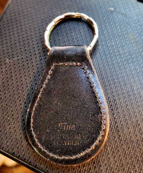 VINTAGE Pontiac GTO Black Leather Chrome Key Ring Diamond Logo Key Fob ...