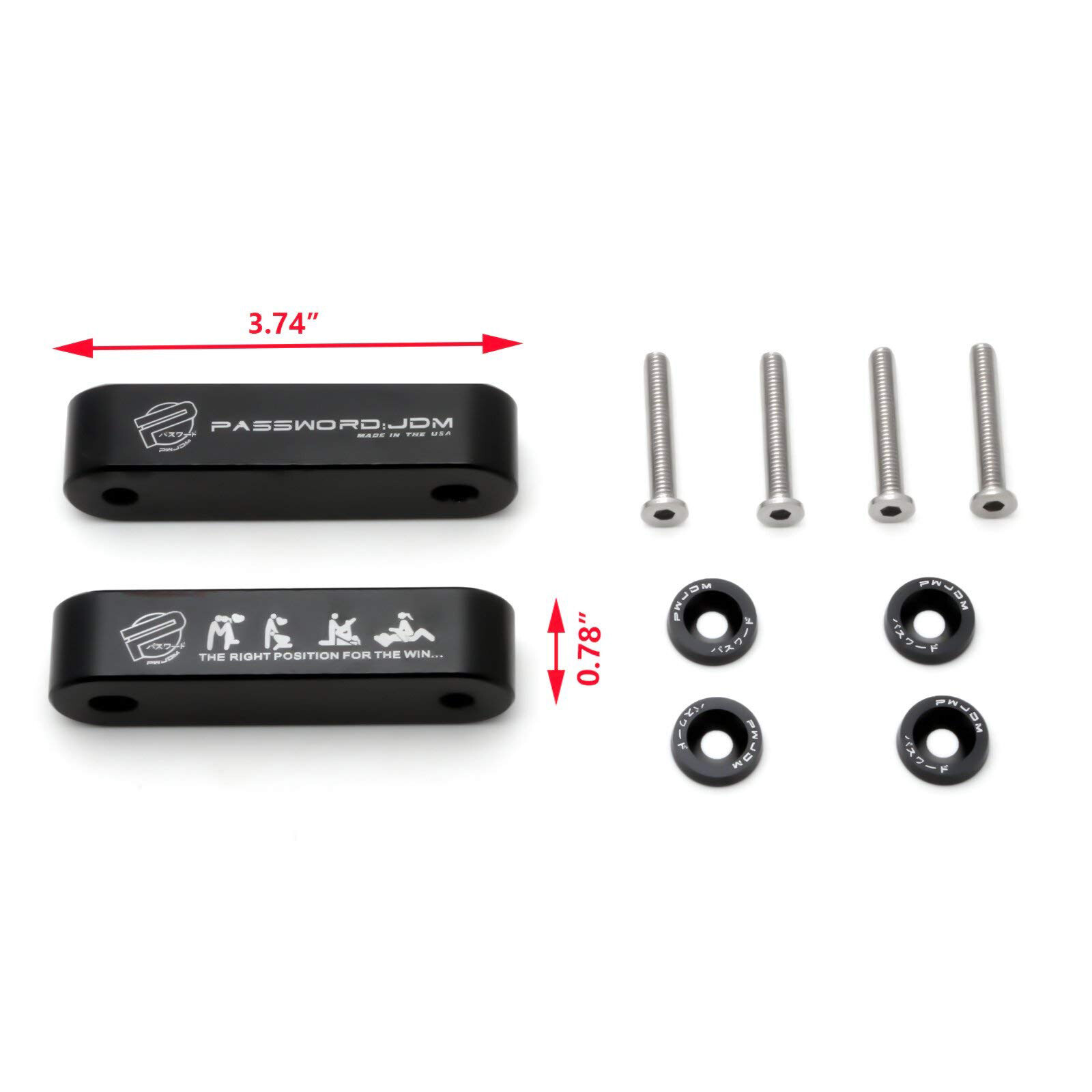 JDM Aluminum Billet Hood Vent Spacer Riser Kit For Honda Civic Acura ...