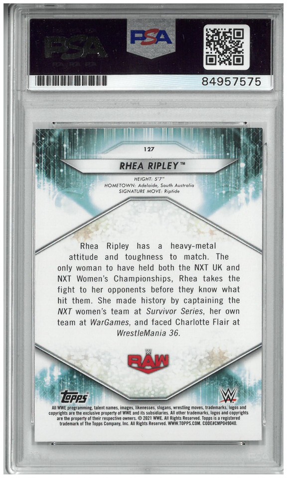 RHEA RIPLEY SIGNED AUTOGRAPH SLABBED WWE 2021 TOPPS CARD PSA DNA | eBay