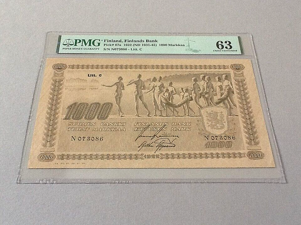 Finland 1,000 Markka P-67a ND(1931-45) PMG 63 | eBay