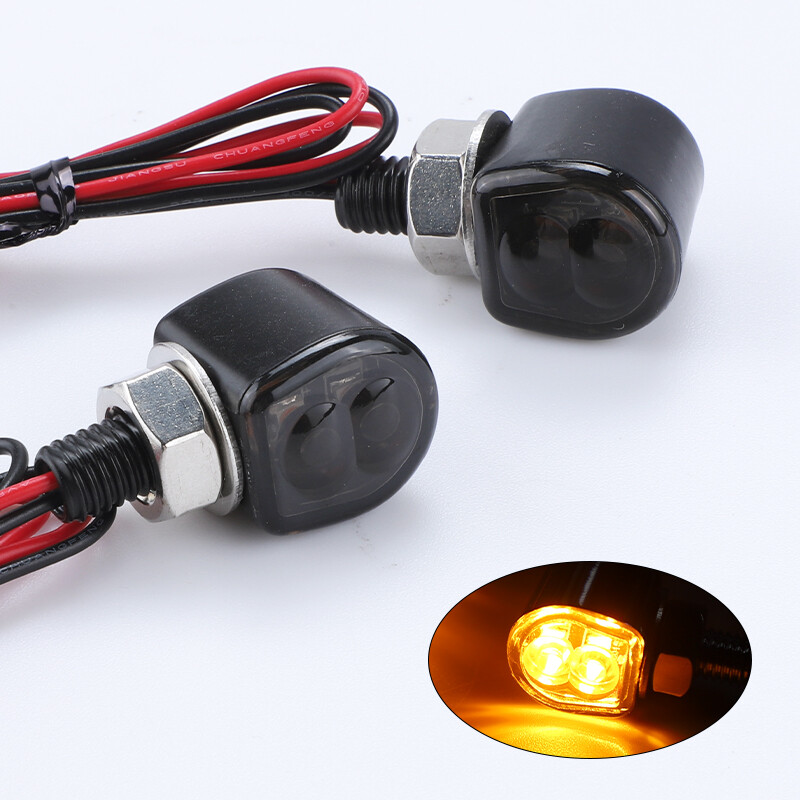 2X LED Mini Turn Signals Indicator Amber Blinker Light Universal ...