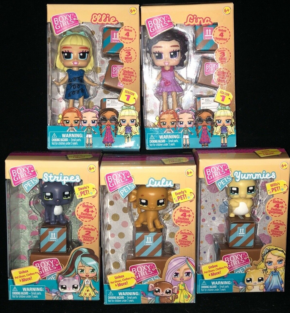 BOXY GIRLS SEASON 1 MINI DOLLS AND PETS ELLIE LINA YUMMIES LULU ...