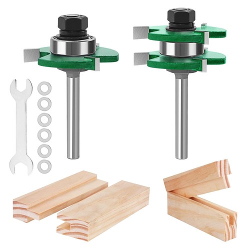 Pro Tongue and Groove Router Bit Set of 2 Pieces 1/4 Inch Shank Router ...