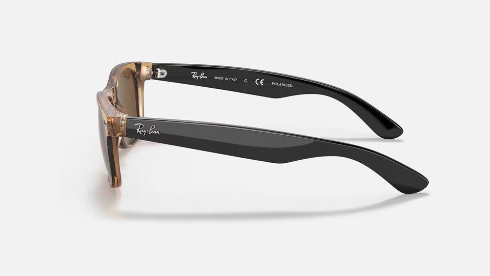 Ray-Ban New Wayfarer Bicolor Polarized Brown 55mm Sunglasses RB2132 945 ...