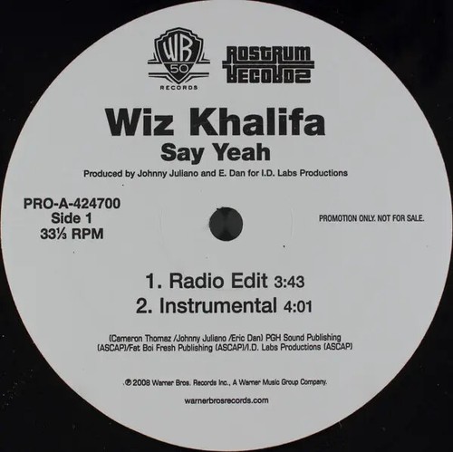 Wiz Khalifa Say Yeah Vinyl Single 12inch Warner | eBay