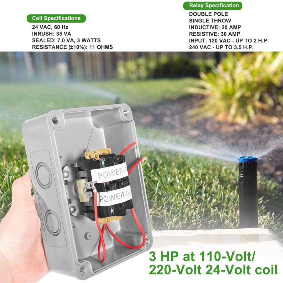 Pump Start Relay 1522 For Irrigation Systems3 HP / 110V / 220V 24V Coil ...