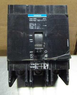 Circuit Breaker Siemens BQD325 25 Amp 3 Pole 480/277V Bolt On Type BQD ...