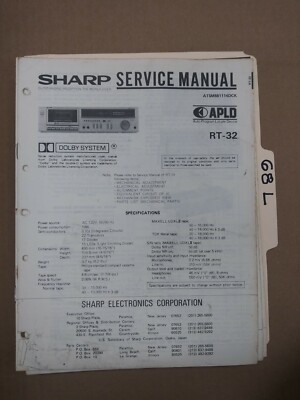 Sharp rt-32 service manual original factory repair book stereo tape ...