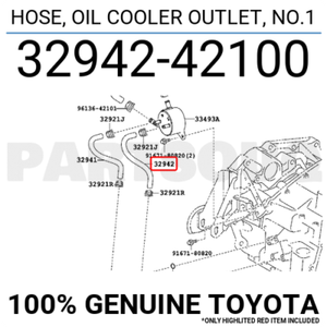 3294242100 Genuine Toyota HOSE, OIL COOLER OUTLET, NO.1 32942-42100 | eBay