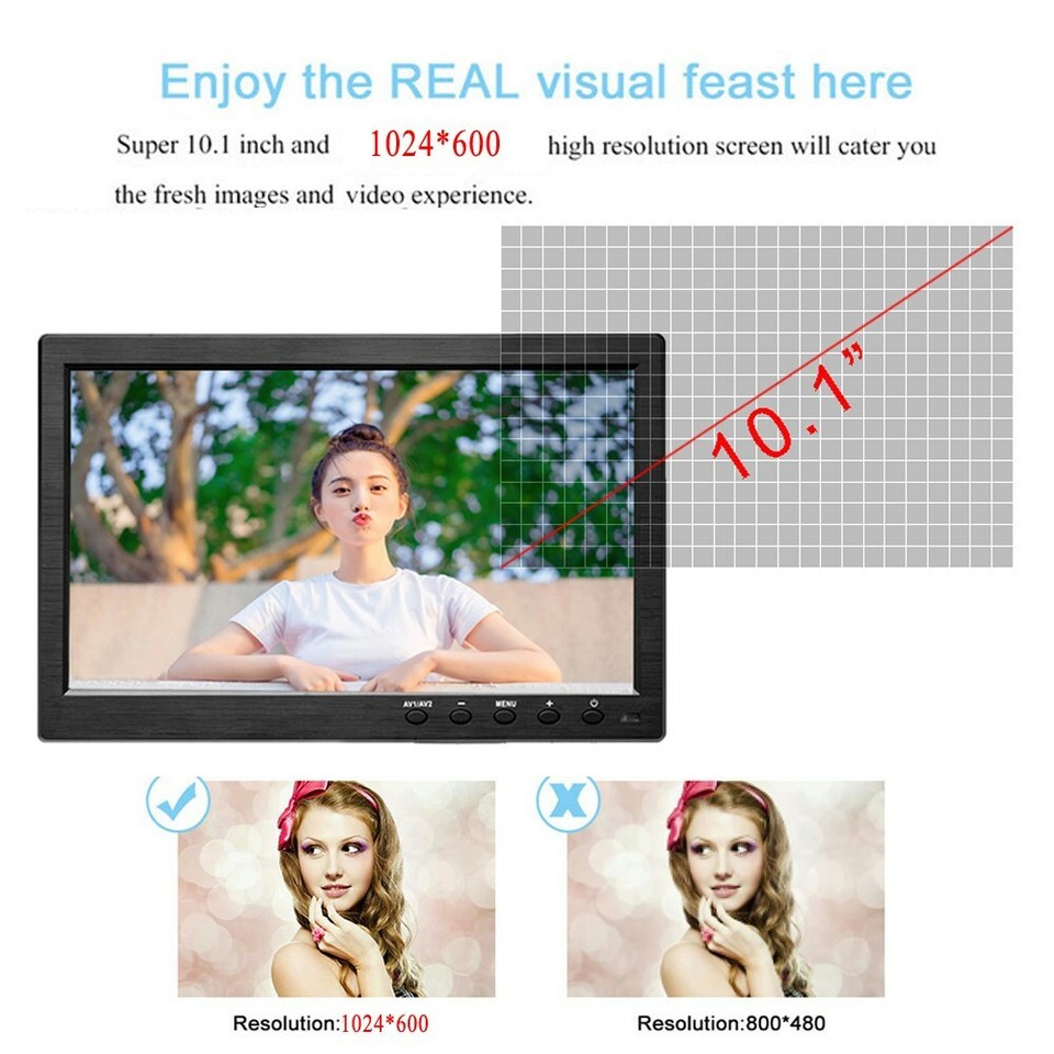 10.1" Inch LCD CCTV Monitor HD PC Screen HDMI VGA BNC AVI for Car Truck ...