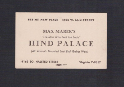 VERY RARE old 1940s MAX MAREK business card beat JOE LOUIS boxer boxing ...