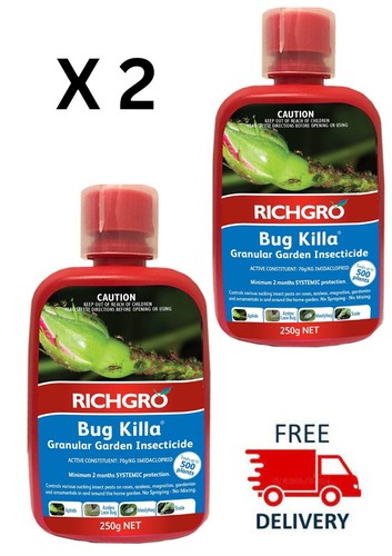 X2 BUG KILLA RICHGRO 250g Controls Garden Insecticide Bug Aphids Beetle ...