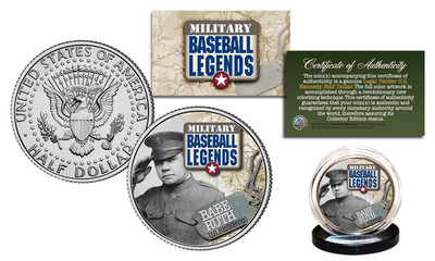 BABE RUTH - MILITARY RESERVES Baseball Genuine JFK Kennedy Half Dollar ...
