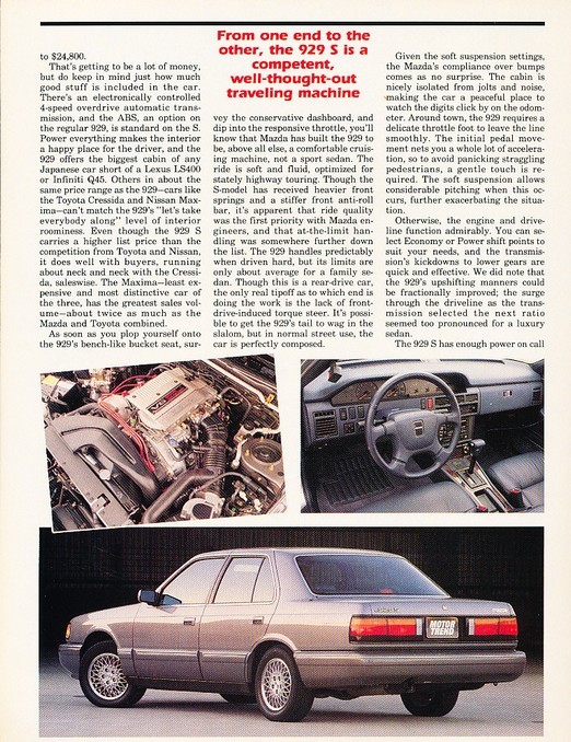 1990 Mazda 929 929S Road Test Original Car Review Report Print Article ...