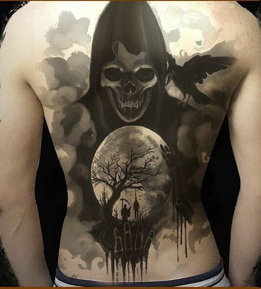 Grim Reaper Back Tattoos