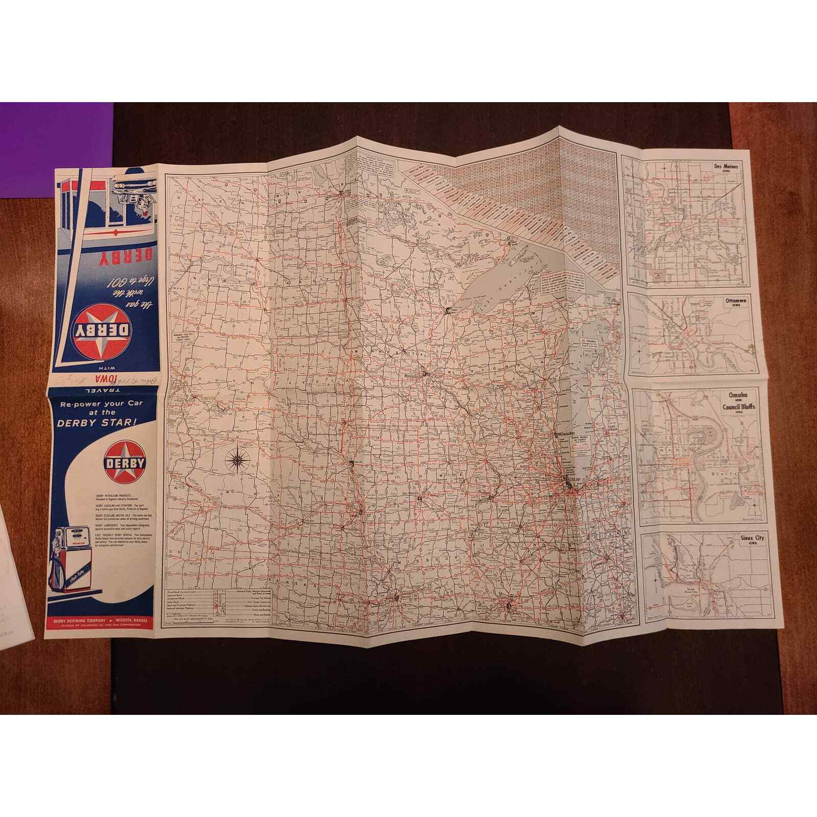 Iowa Road Map Courtesy of Derby 1963 Edition | eBay