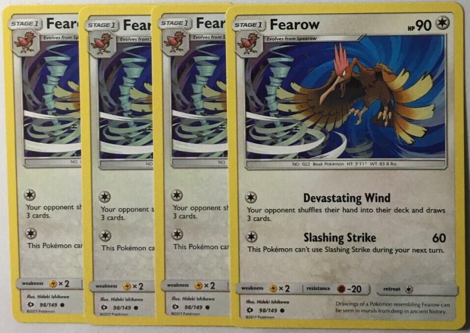 POKEMON 4X FEAROW 98/149 SUN & MOON BASE SET COMMON NEAR MINT-PLAYSET ...
