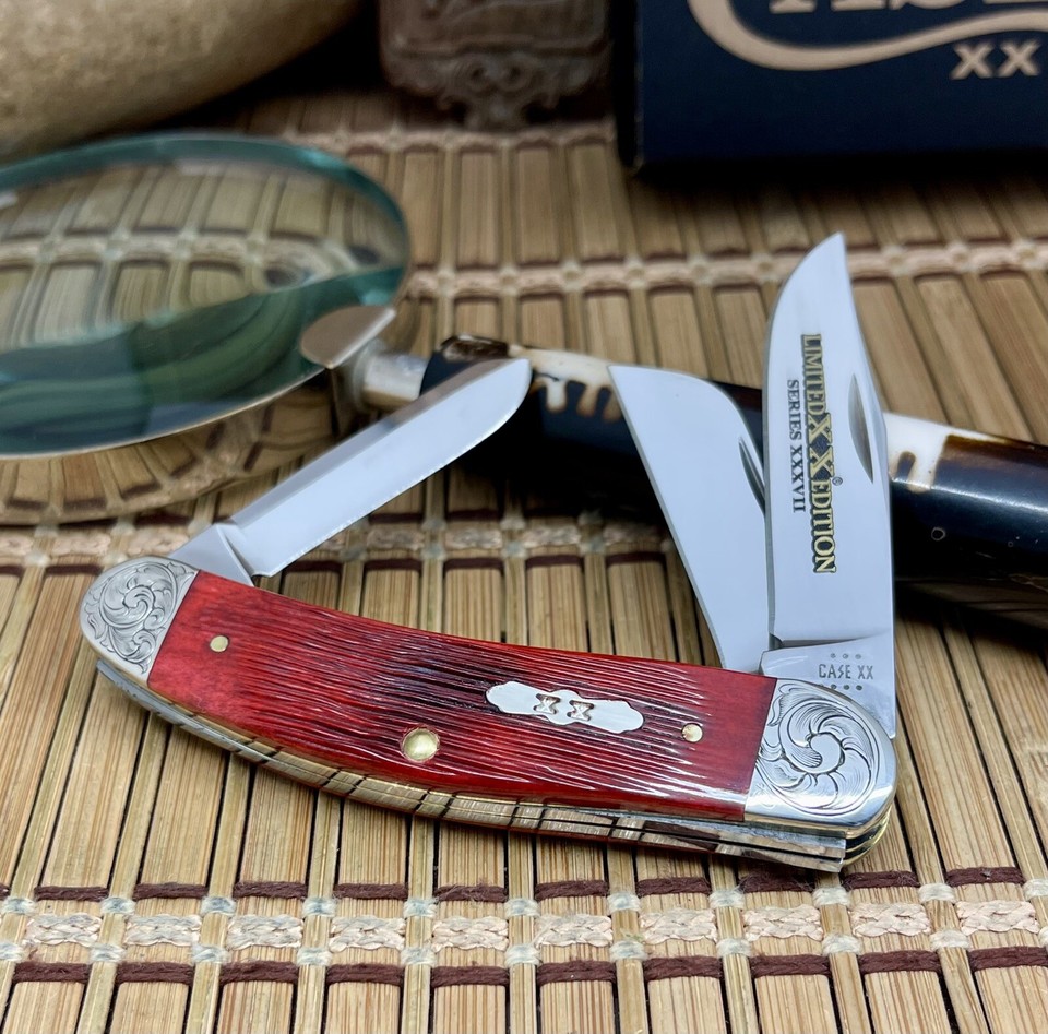 Case XX USA Beautiful Custom Red Bone Limited Edition Scrolled Sowbelly ...