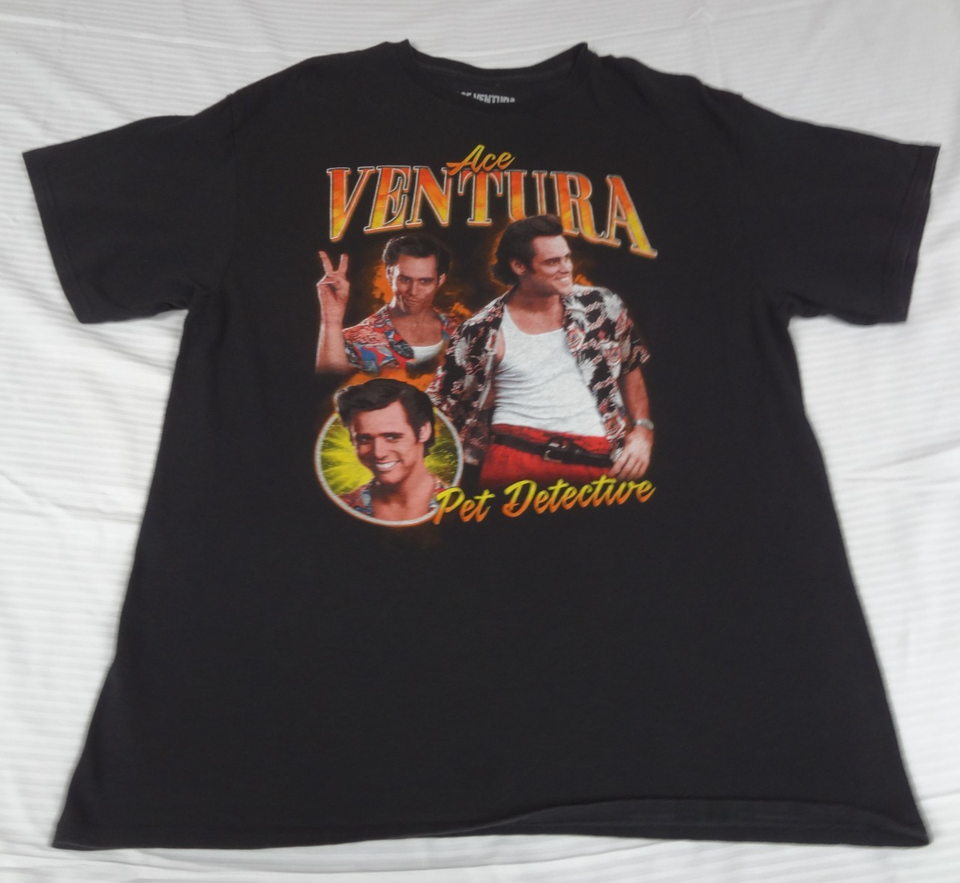 JIM CARREY ACE VENTURA PET DETECTIVE - BLACK LARGE T-SHIRT L281 | eBay
