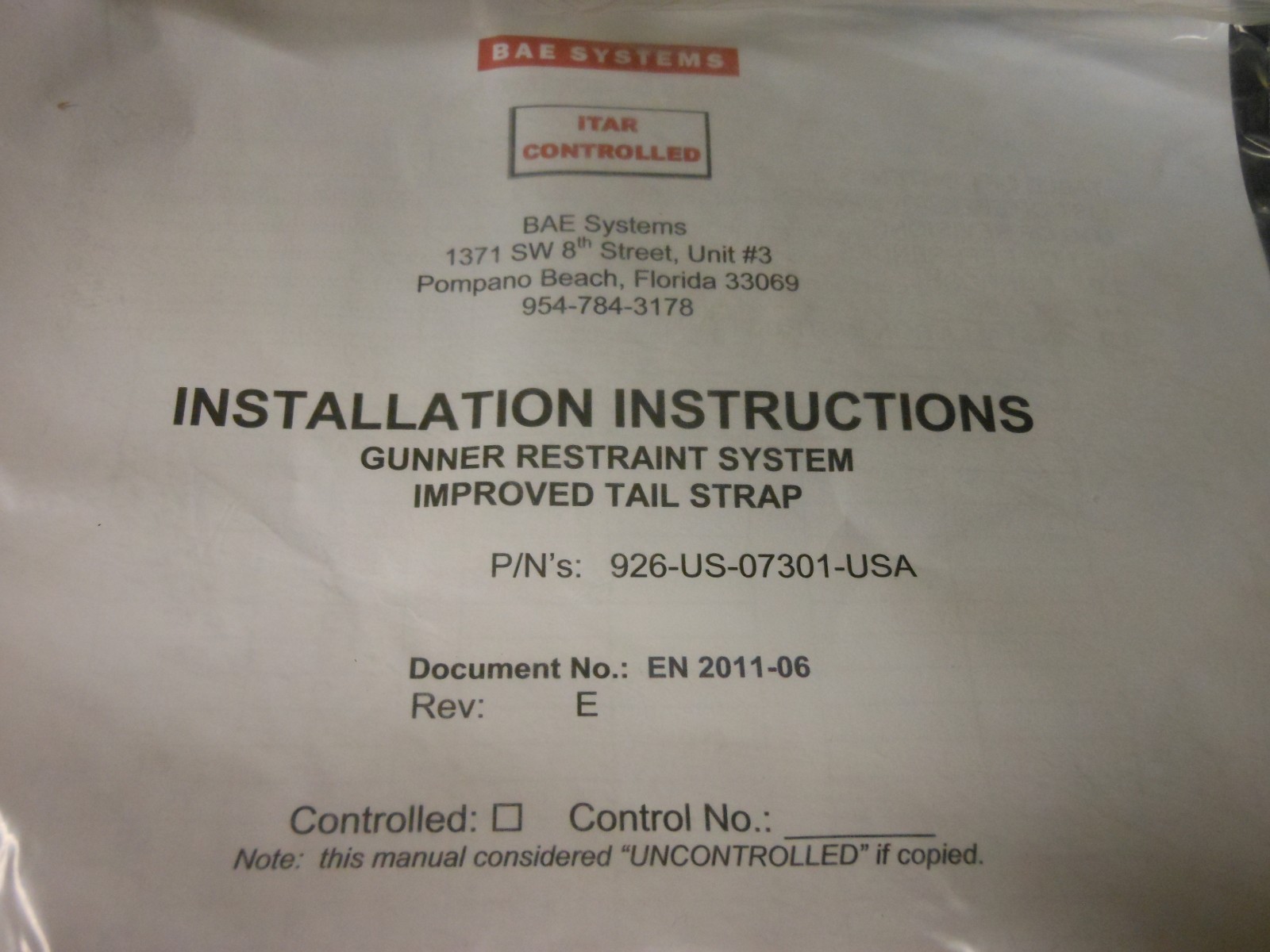 Military Gunner Restraint System Improved Tail Strap BAE Systems MRAP ...