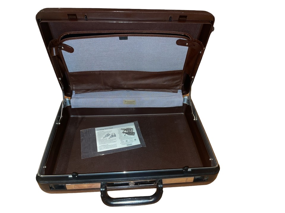 VINTAGE BROWN SAMSONITE HARDCASE BRIEFCASE NEW WITH LOCKING KEY | eBay