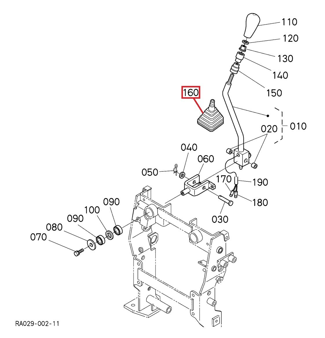 RD41165270 Control Lever Boots (Pair) Fits Kubota "K008-3 / 5 & U10-3 ...