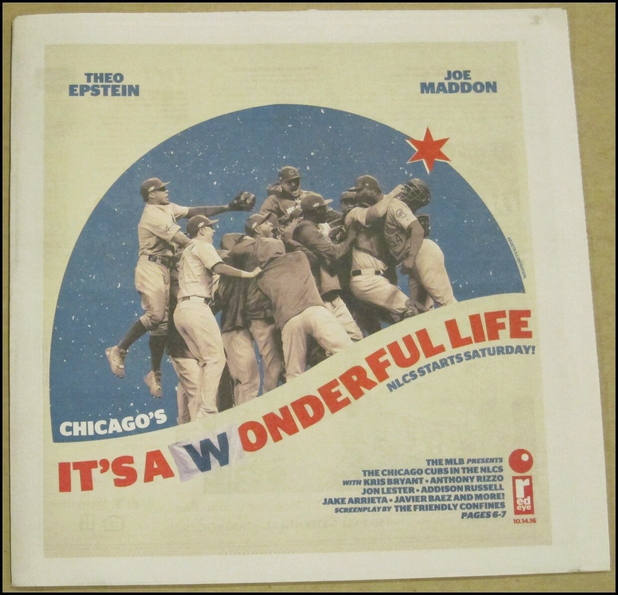 10/14/2016 Red Eye Newspaper Chicago Cubs NLCS Playoffs Javier Baez ...