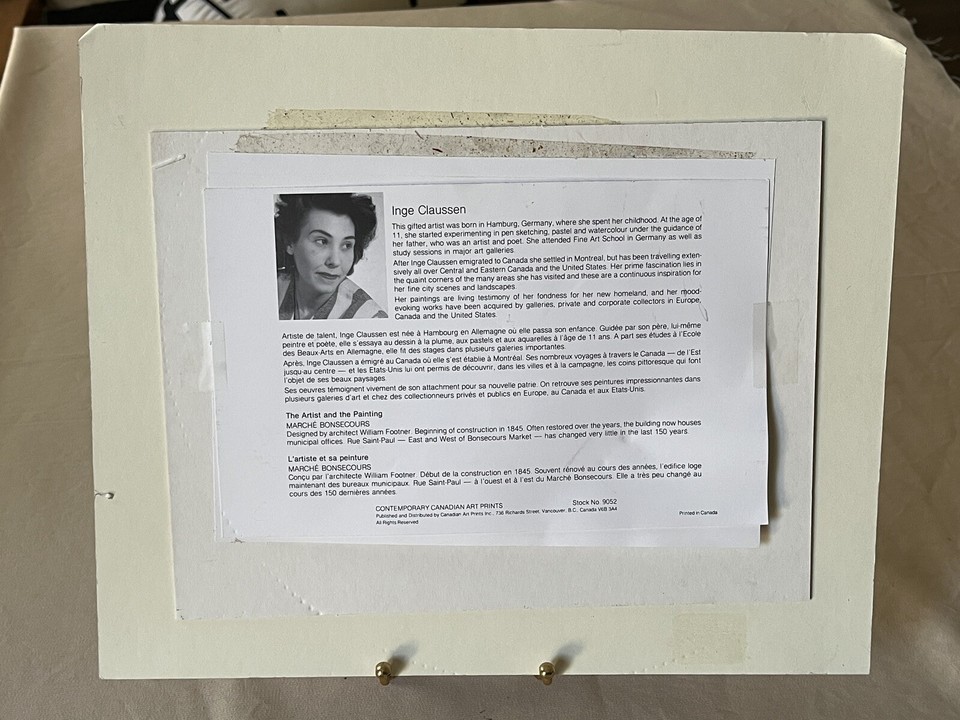 Vintage BONSECOURS MARKET Inge Claussen Signed Litho Canadian Art Card ...