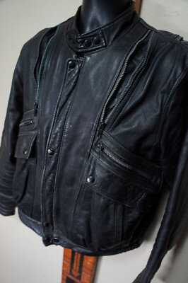 Vintage Wilsons Leather Sz 44 Vented Armoured Throat Tab Biker ...