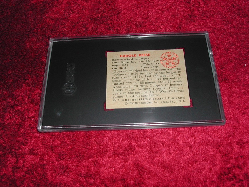 1950 Bowman # 21 Dodgers HOF Pee Wee Reese SGC 4 VGEX ( No qualifiers ...