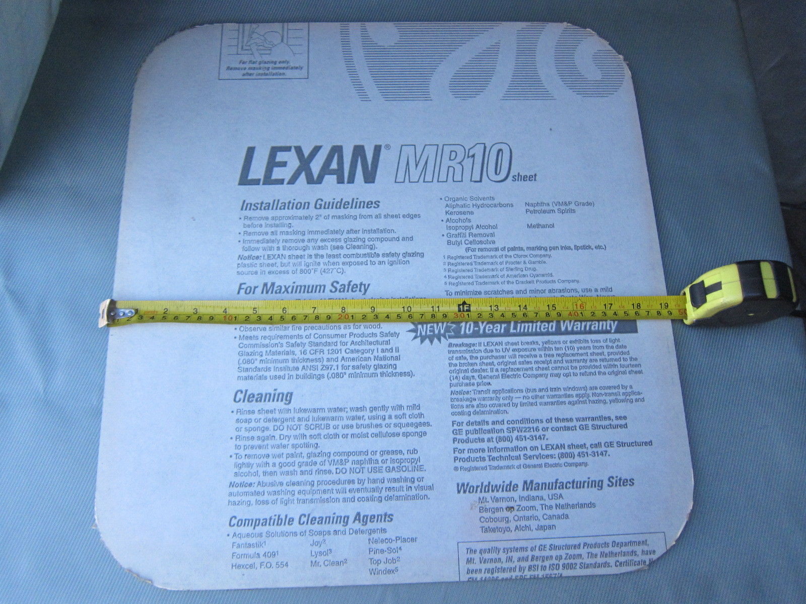 Lexan MR10 Abrasion Resistant Solar Gray Polycarbonate Sheet 1/4 ...