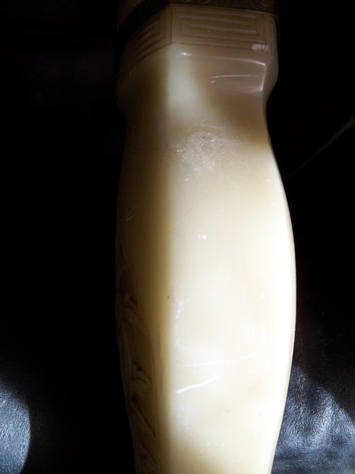 old ANTIQUE Chinese Carving Mutton Fat stone Urn salvage bottle lamp ...