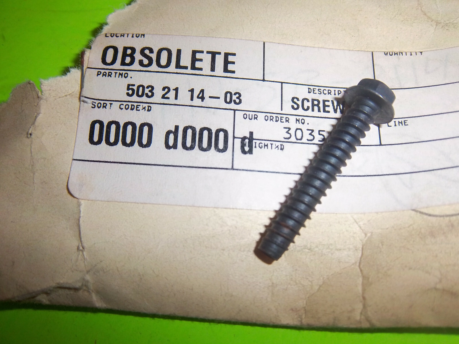 HUSQVARNA 181 LOWER HANDLE BAR SCREW PART NUMBER 503211403 M for sale ...