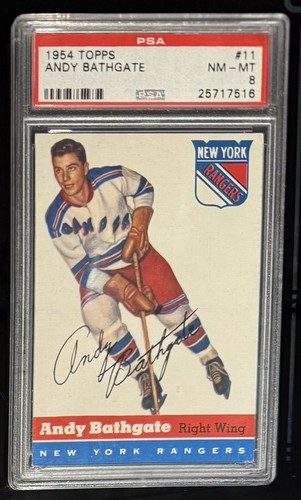 1954 TOPPS #11 ANDY BATHGATE PSA 8 VINTAGE HOCKEY | eBay