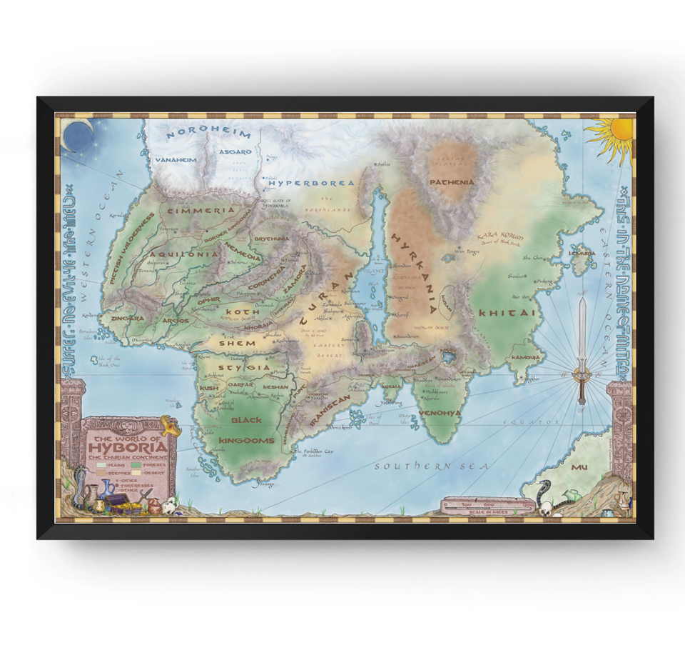 Conan Map The World of Hyboria, Thurian Continent, Conan print | eBay