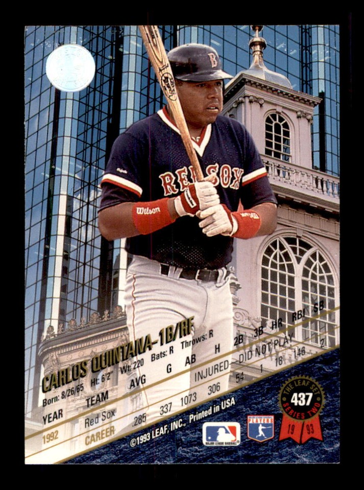 1993 Baseball 1993 Leaf Carlos Quintana Boston Red Sox #437 1 | eBay