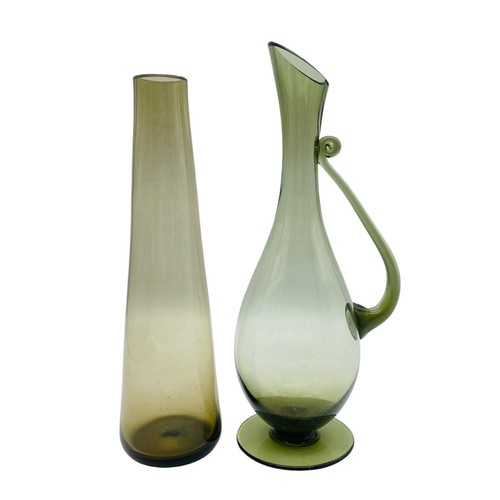 Vasen Sammlung 50er 60er MID CENTURY Rauchglas Glas 23,3 / 25,5 cm grau ...