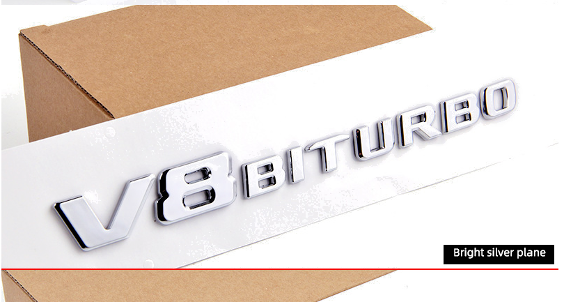 Flat Chrome Letters Car Styling Fender Side V8 BITURBO Emblem Badge ...