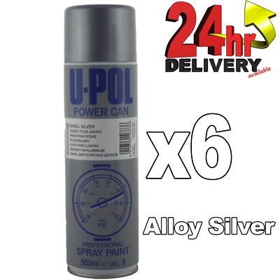 U-Pol Power Can ALLOY WHEEL SILVER Paint 500ml x 6 Car Spray Aerosol | eBay