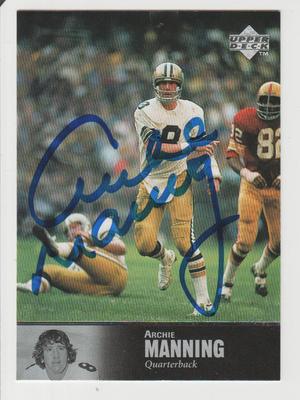 Archie Manning AUTOGRAPHED 1997 UPPER DECK LEGENDS CARD SIGNED NEW ...