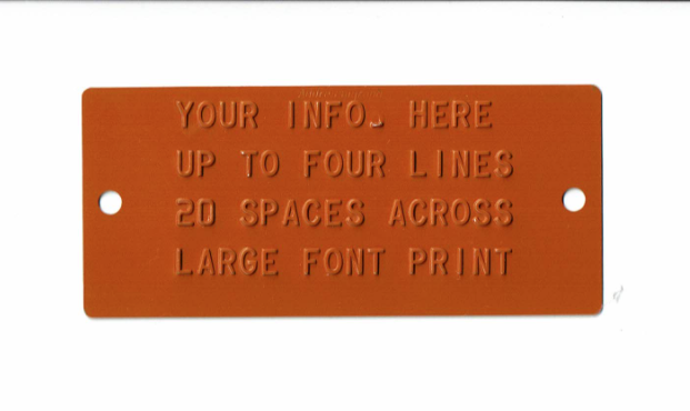 Orange Aluminum. DATA PLATE TAG Custom Personalized Trailer Car Truck ...