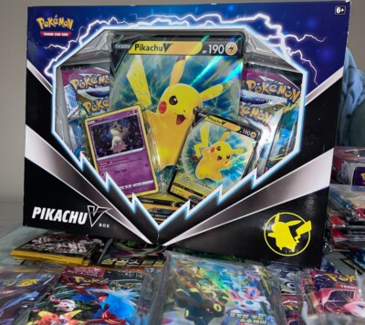 Pokémon TCG Pikachu V Box w/foil Pikachu V & Mimikyu + 4 booster packs ...