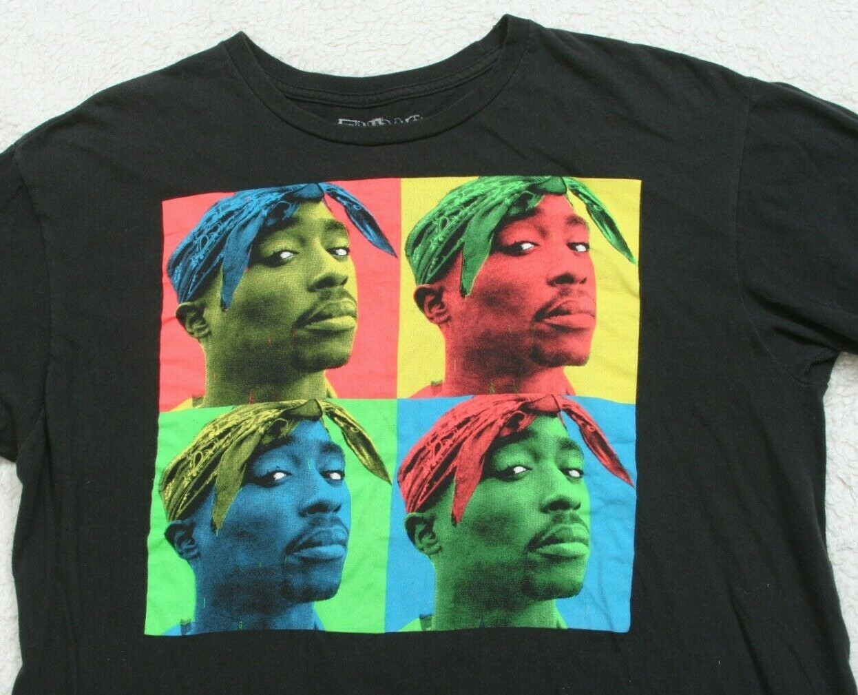 Tupac Shakur Black Cotton Short Sleeve Graphic Tee T-… - Gem