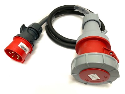 32Amp Plug to 63Amp Socket 3 Phase 415V 5 Pin Adaptor H07RN-F Converter ...