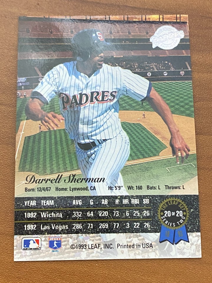 ⚾ 1993 Leaf Baseball Gold Leaf Rookies Insert #20 Darrell SHERMAN ⚾ | eBay