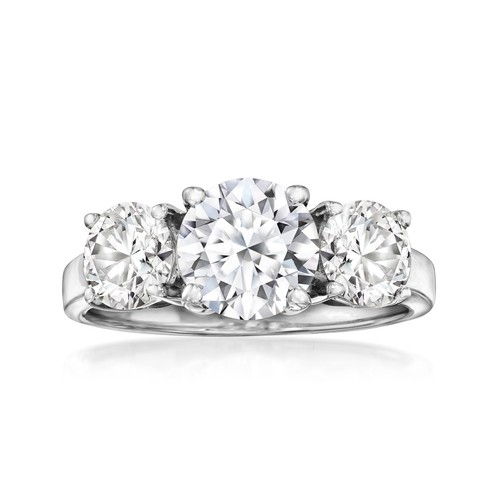 Ross-Simons 3.00 ct. t.w. Lab-Grown Diamond 3-Stone Ring in 14kt White ...